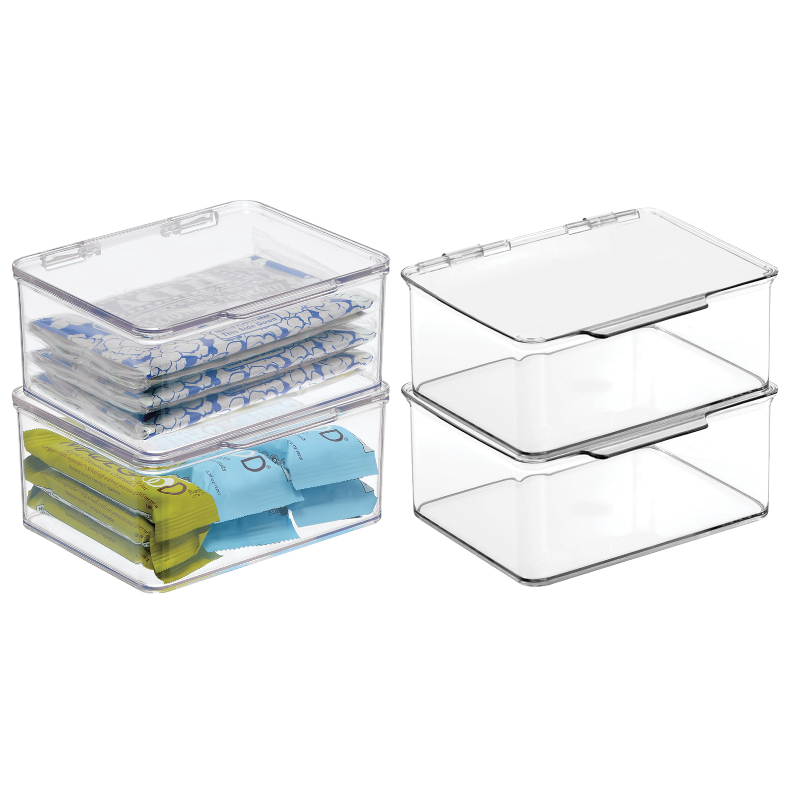 mDesign Small Plastic Stackable Kitchen Storage Box Food Safe 4 Pack ...