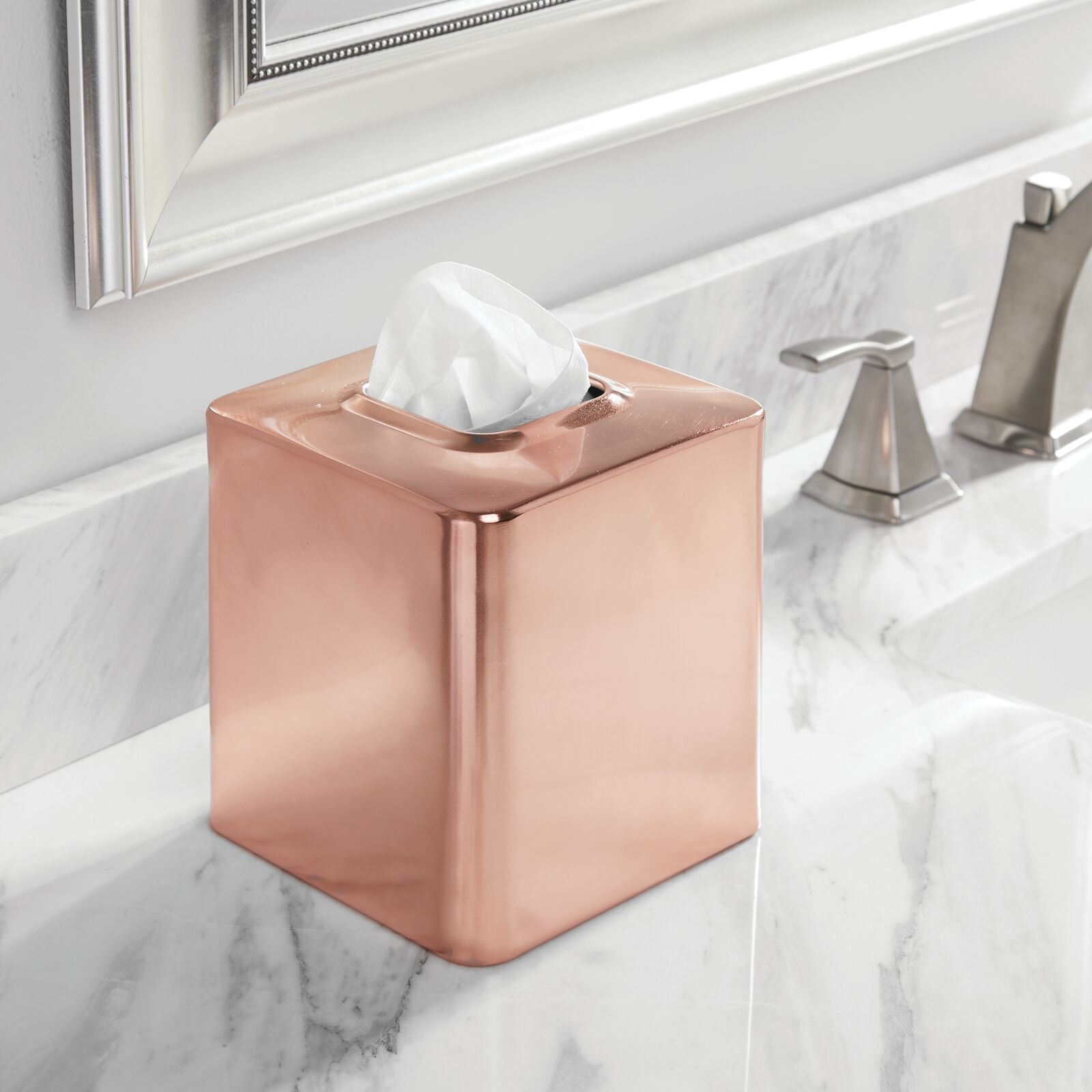 mDesign Metal Square Facial Tissue Box Cover Holder - Brushed for sale ...