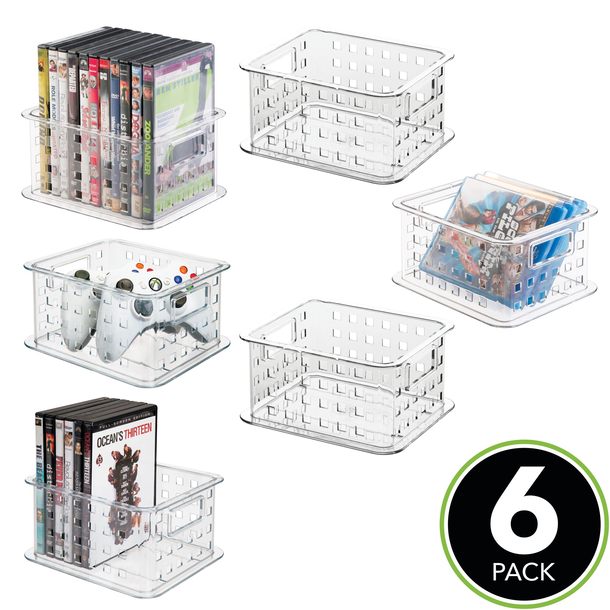 mDesign Plastic Stackable Video Game/DVD Storage Organizer Bin - Clear ...