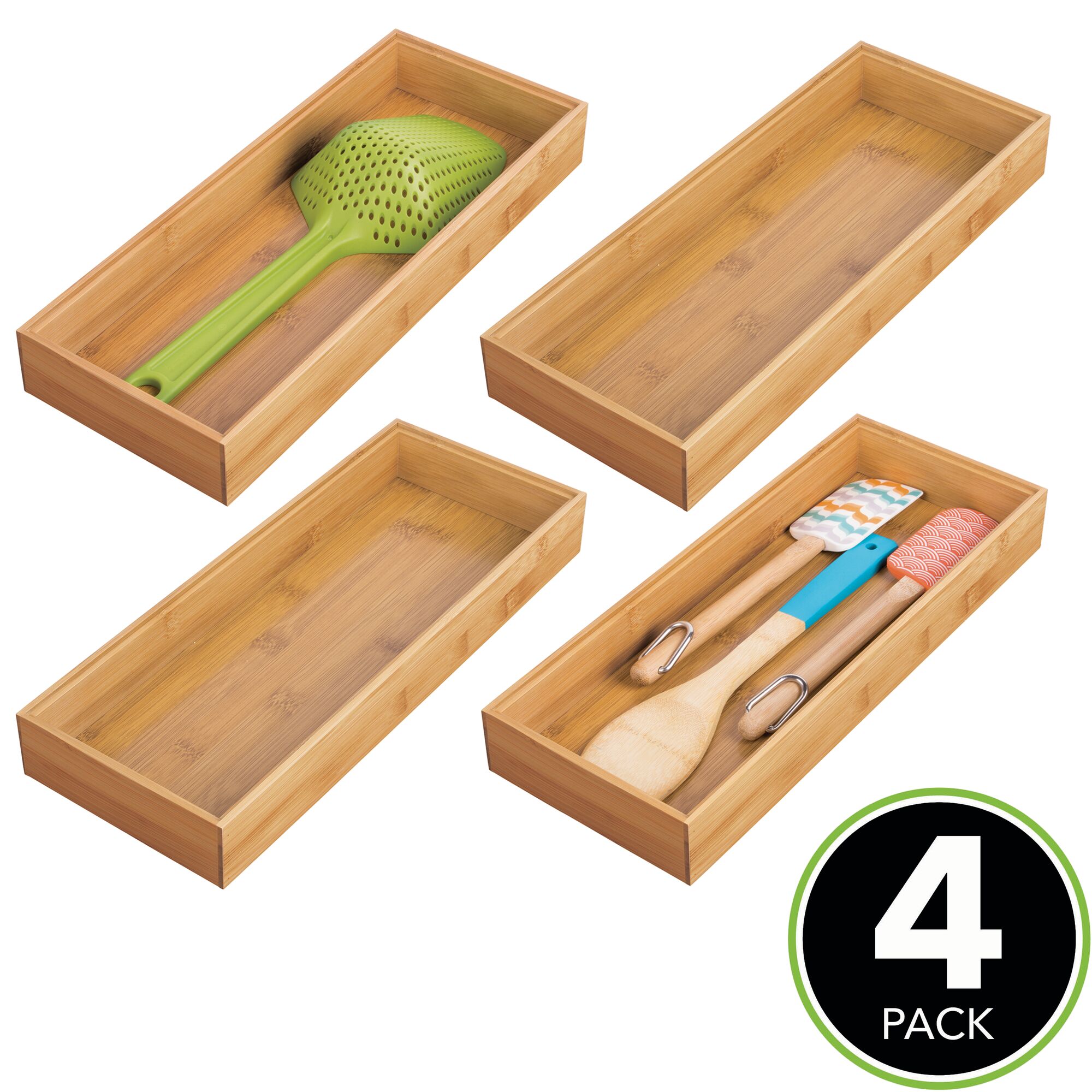 mDesign+Bamboo+Stackable+Kitchen+Drawer+Organizer+Tray+4+Pack+-+Natural ...