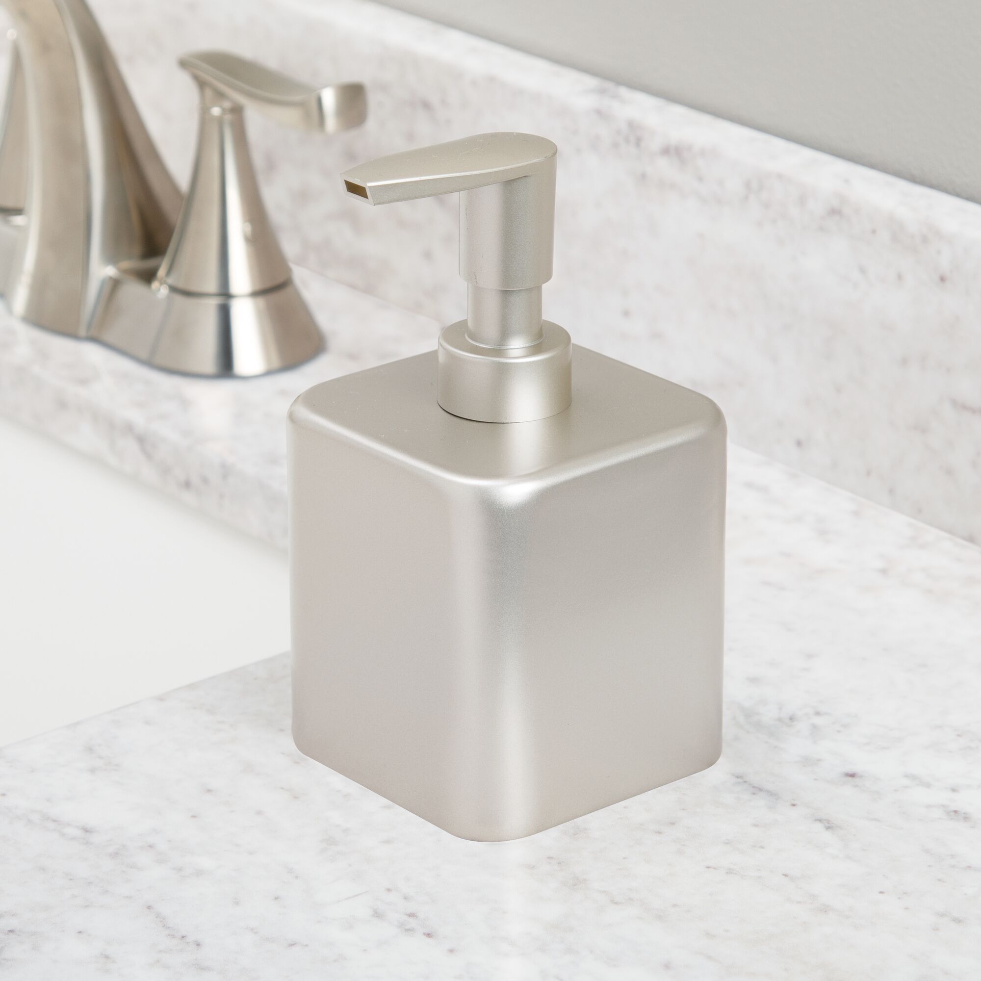 mDesign Small Square Metal Refillable Liquid Hand Soap Dispenser Pump ...