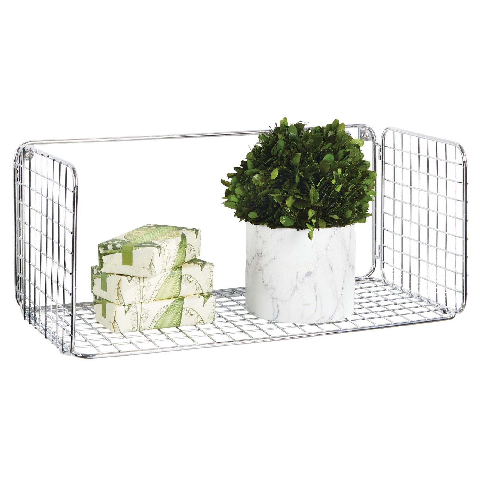 mDesign Wide Decorative Metal Storage Organizer Shelf - Wall Mount ...