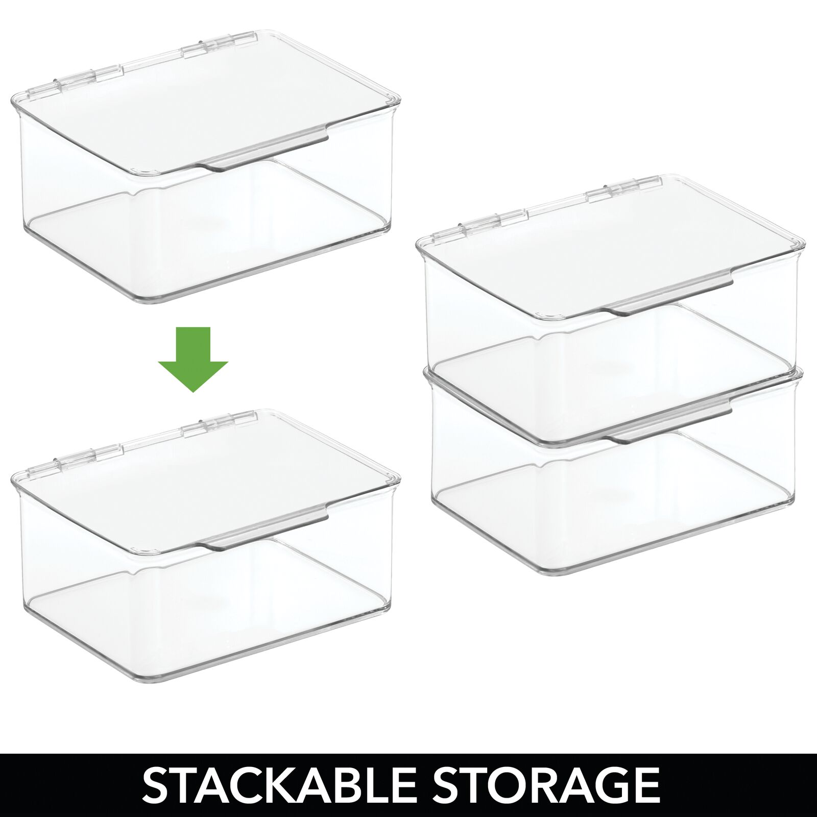 mDesign Small Plastic Stackable Kitchen Storage Box Food Safe 4 Pack ...